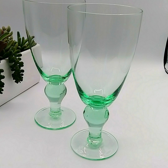 Pottery Barn | Dining | 2 Pottery Barn Mint Green Iced Tea Glasses ...